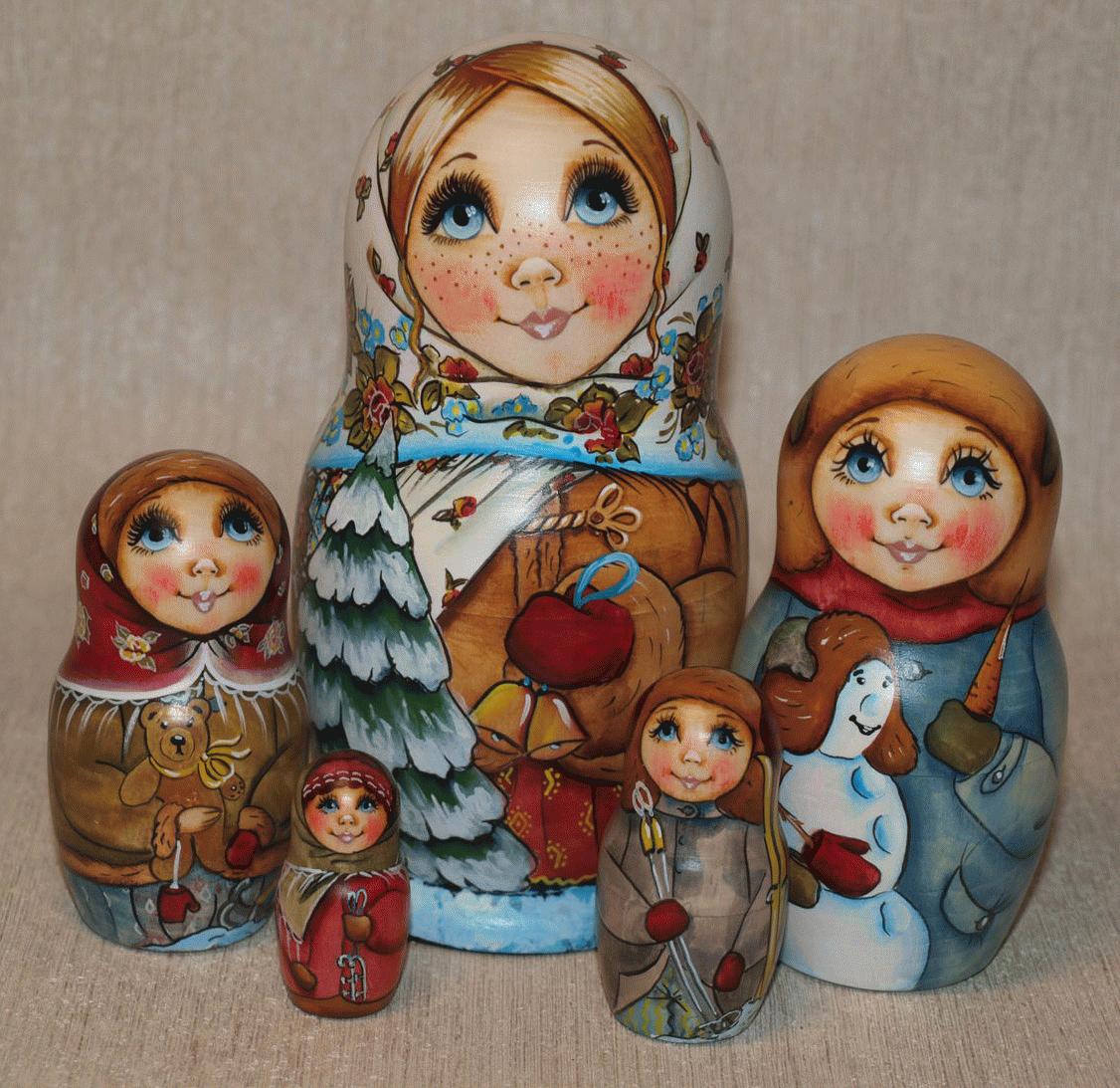Winter style nesting dolls on Matryoshka.biz